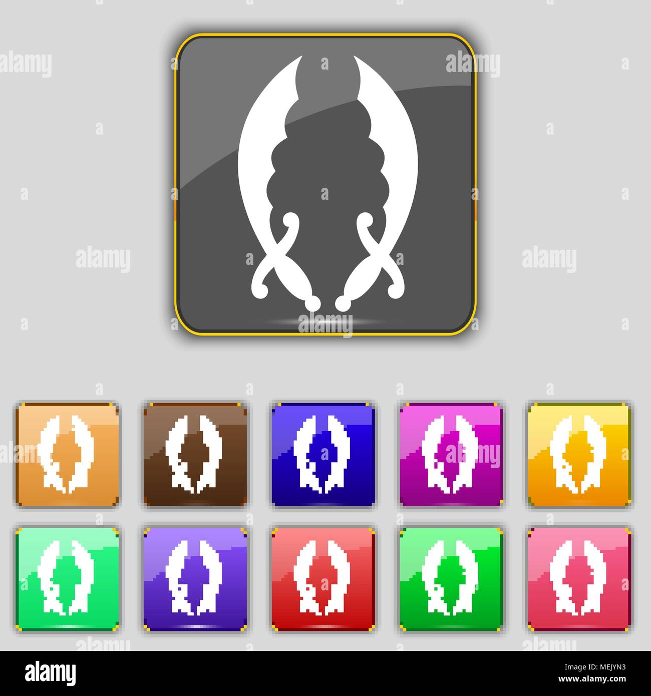 Saber icon sign. Set with eleven colored buttons for your site. Vector ...
