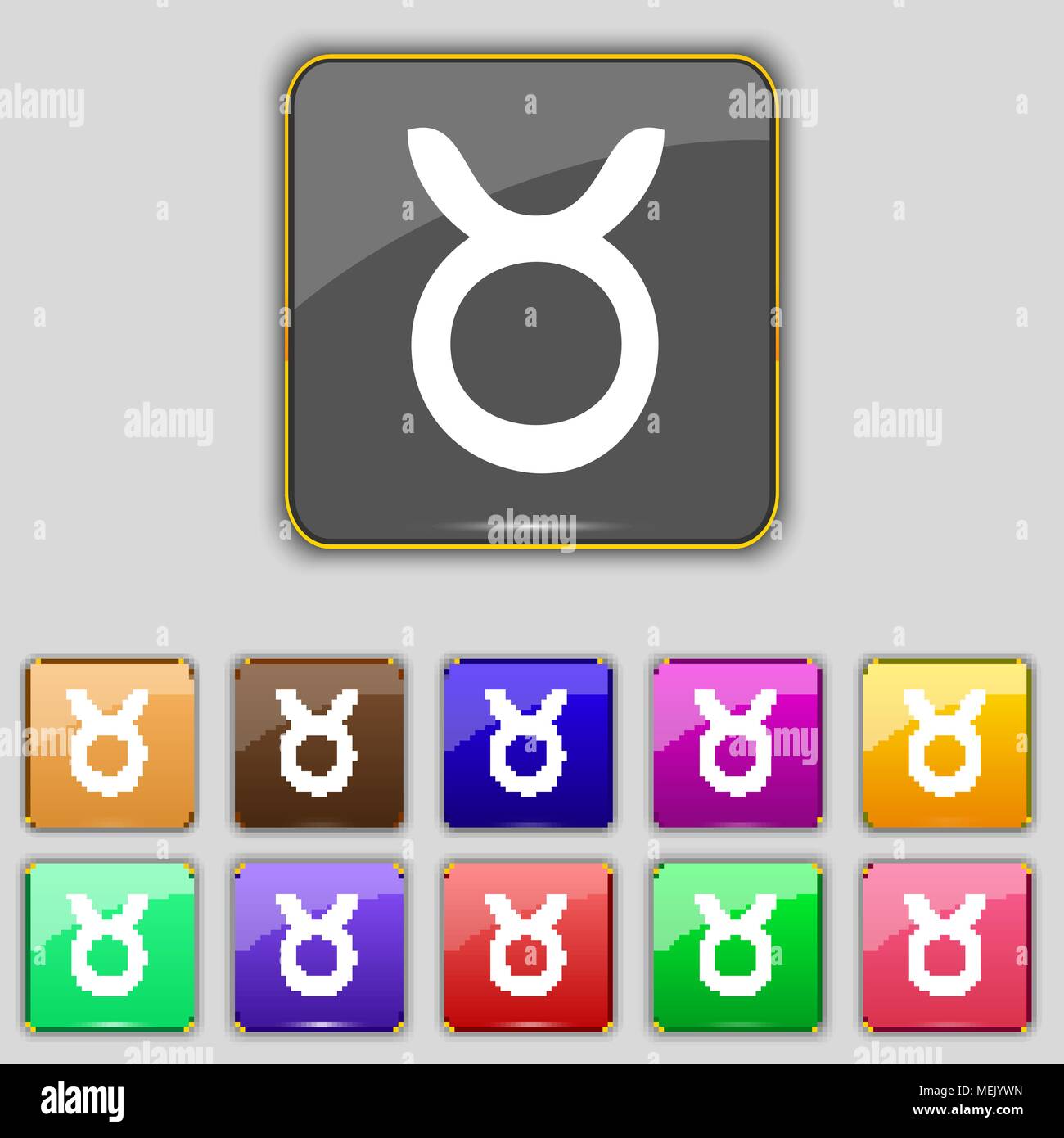 Taurus icon sign. Set with eleven colored buttons for your site. Vector ...