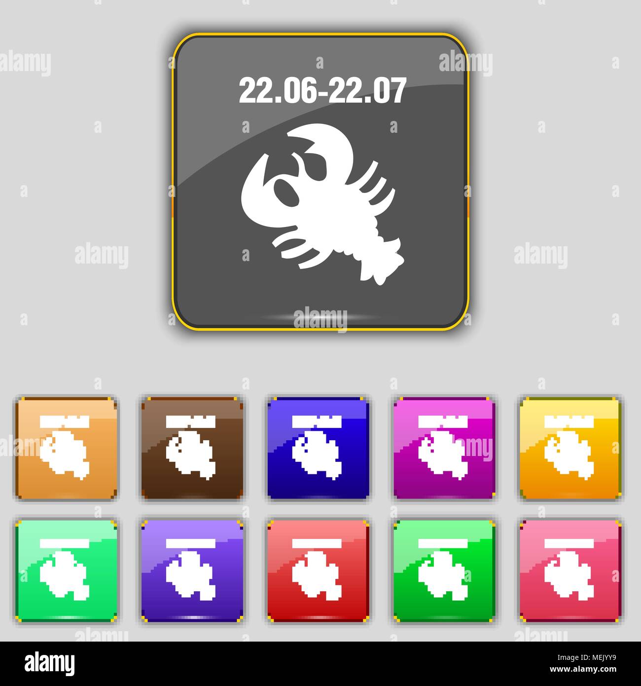 zodiac Cancer icon sign. Set with eleven colored buttons for your site ...