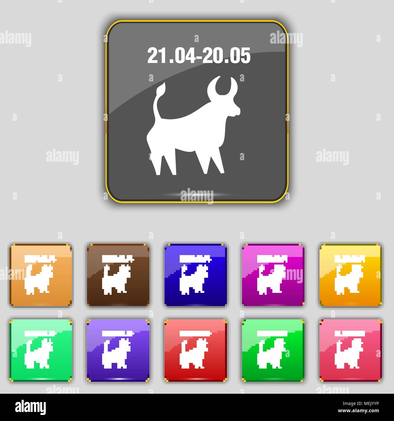Taurus icon sign. Set with eleven colored buttons for your site. Vector ...
