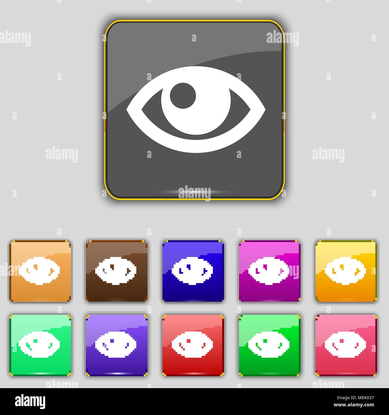 Eye icon sign. Set with eleven colored buttons for your site. Vector ...