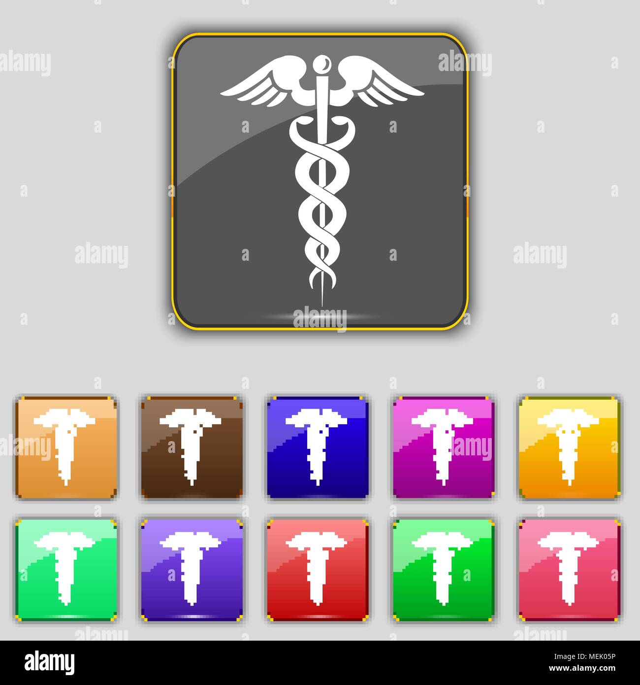 medicine icon sign. Set with eleven colored buttons for your site ...
