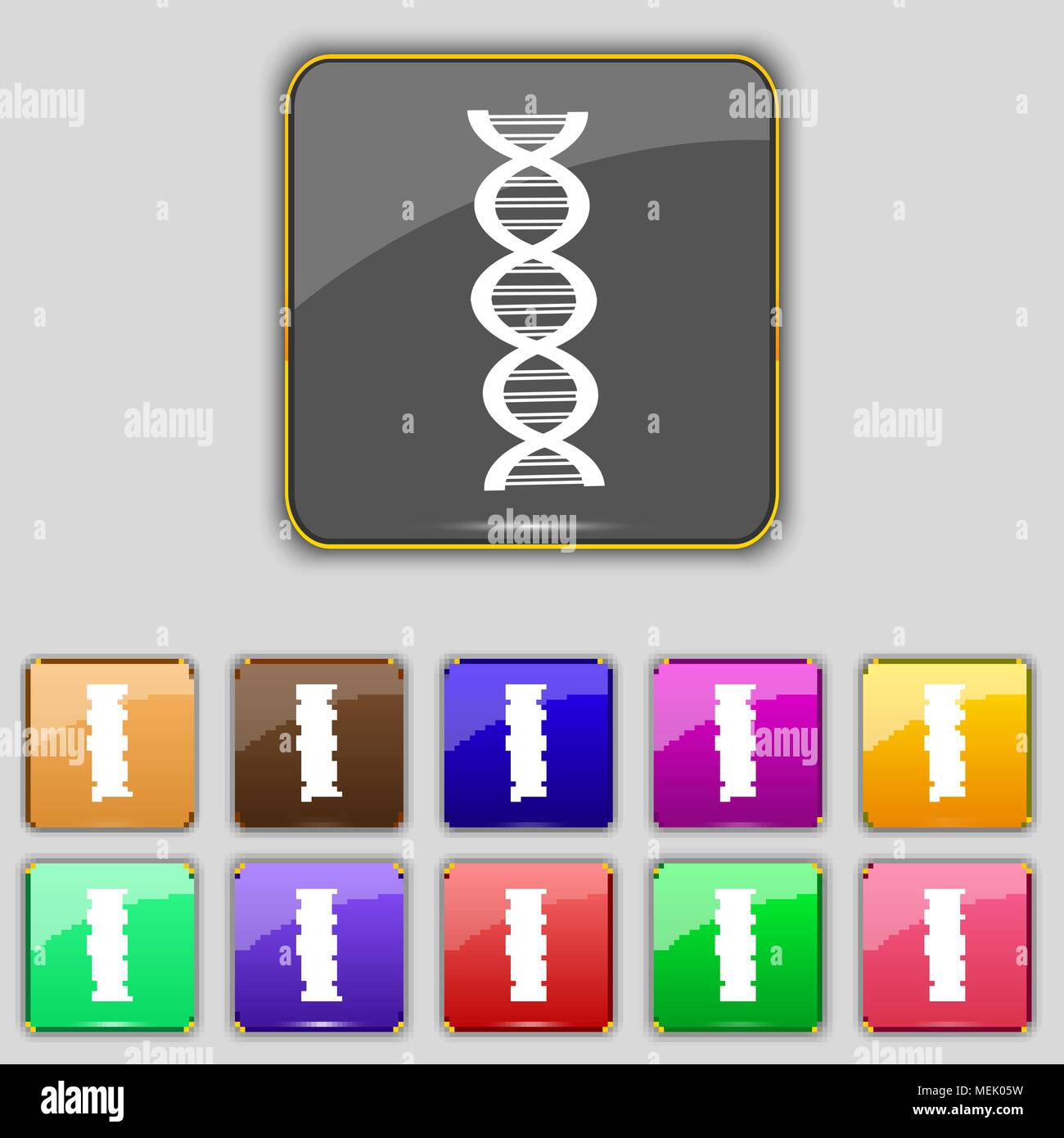 DNA icon sign. Set with eleven colored buttons for your site. Vector ...