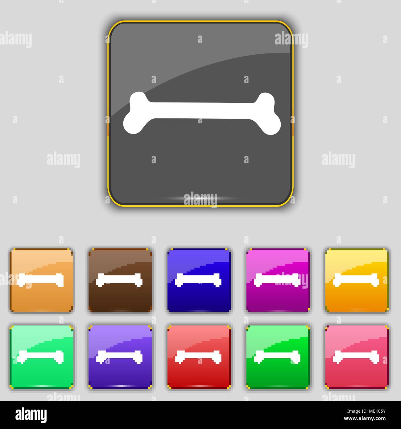 Dog bone icon sign. Set with eleven colored buttons for your site ...