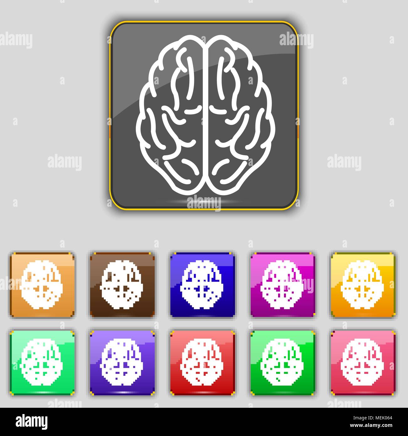 Brain icon sign. Set with eleven colored buttons for your site. Vector ...