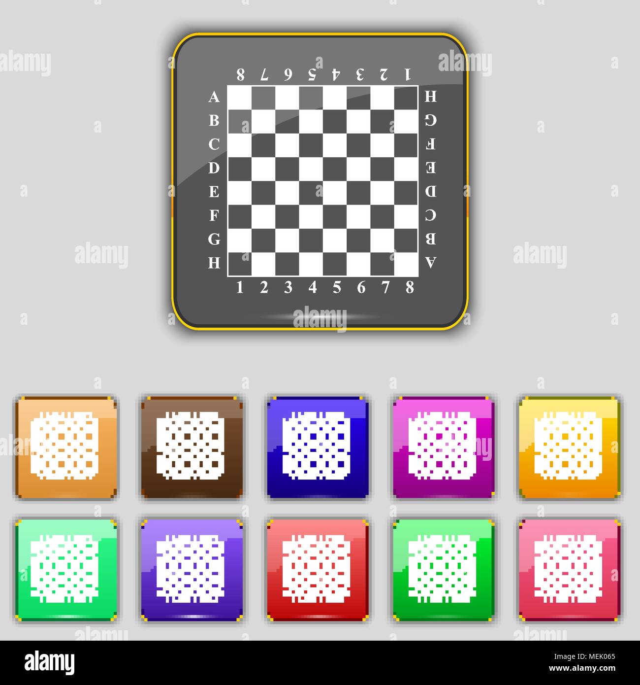 Modern Chess board icon sign. Set with eleven colored buttons for your ...