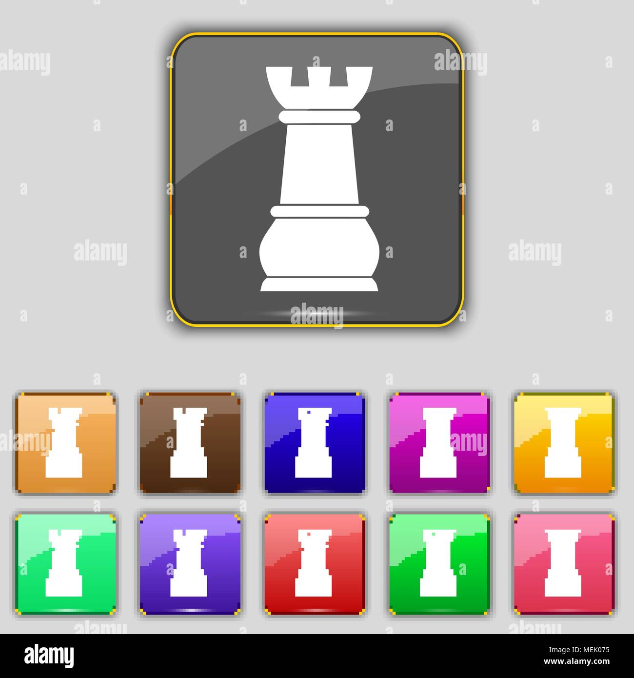 Chess Rook icon sign. Set with eleven colored buttons for your site ...