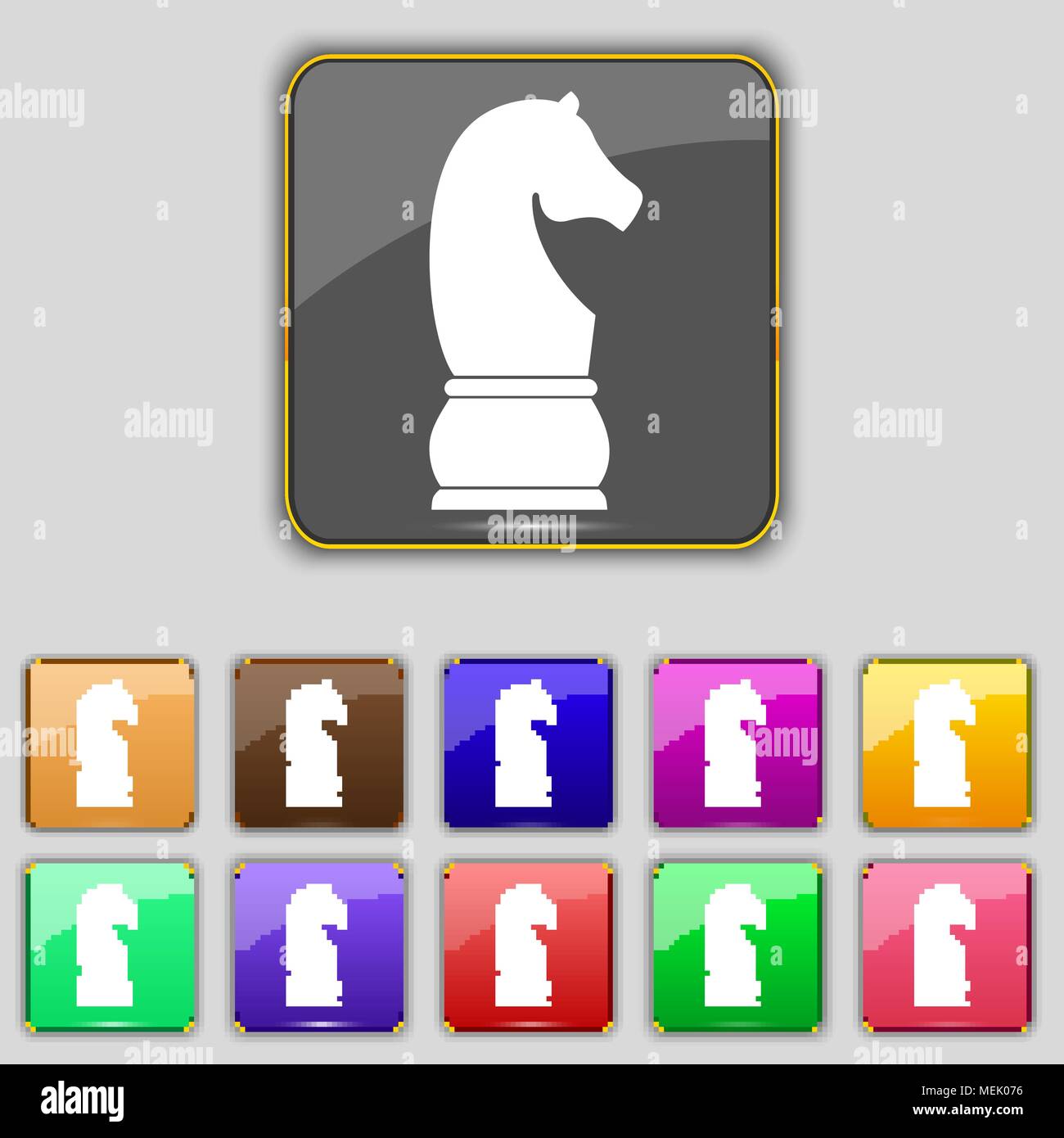 Chess knight icon sign. Set with eleven colored buttons for your site ...