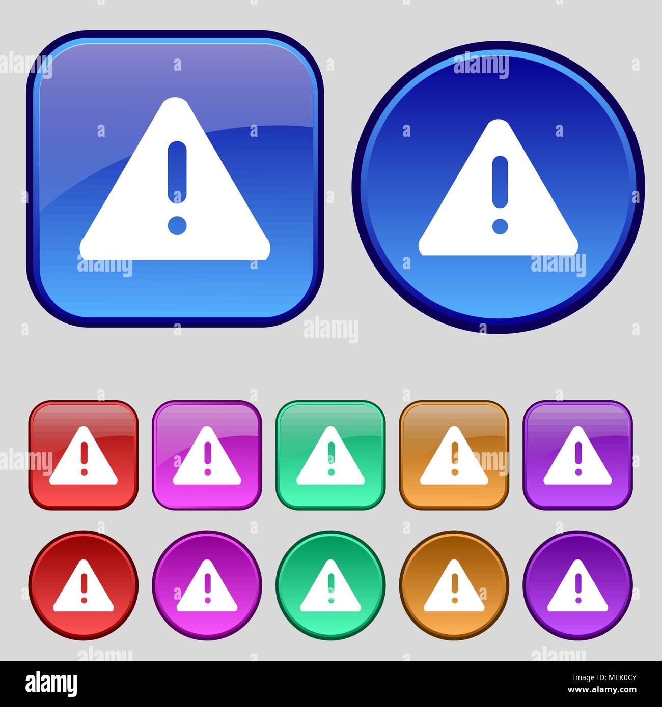 exclamation mark, Attention caution icon sign. A set of twelve vintage ...