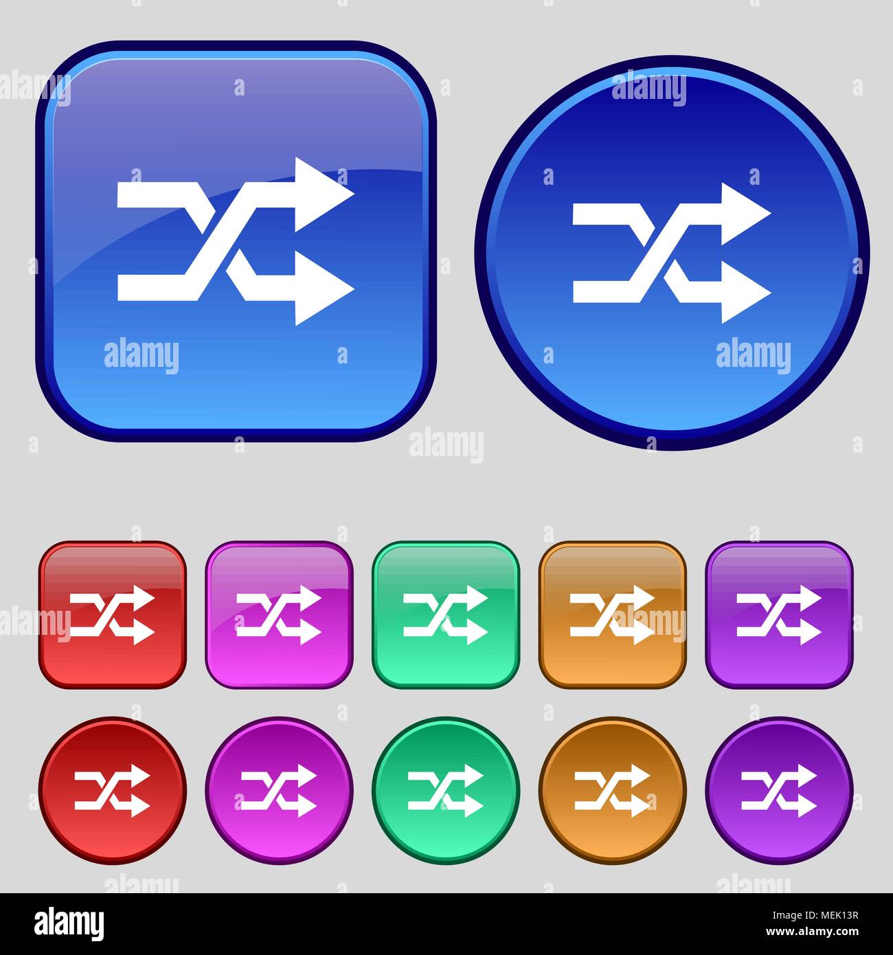 shuffle icon sign. A set of twelve vintage buttons for your design ...