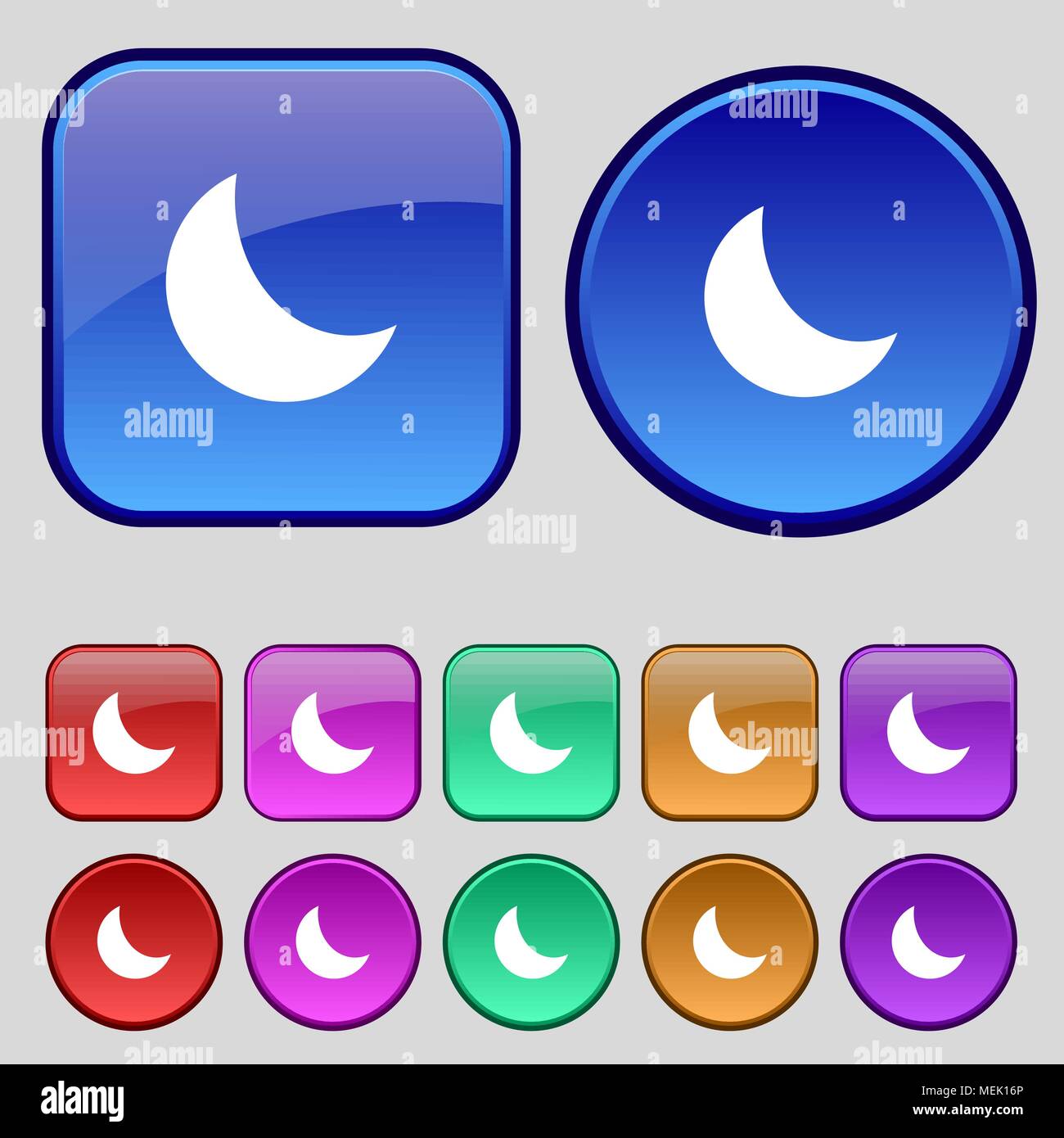 moon icon sign. A set of twelve vintage buttons for your design. Vector ...