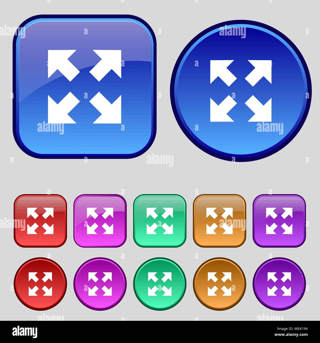 Full screen icon sign. A set of twelve vintage buttons for your design ...