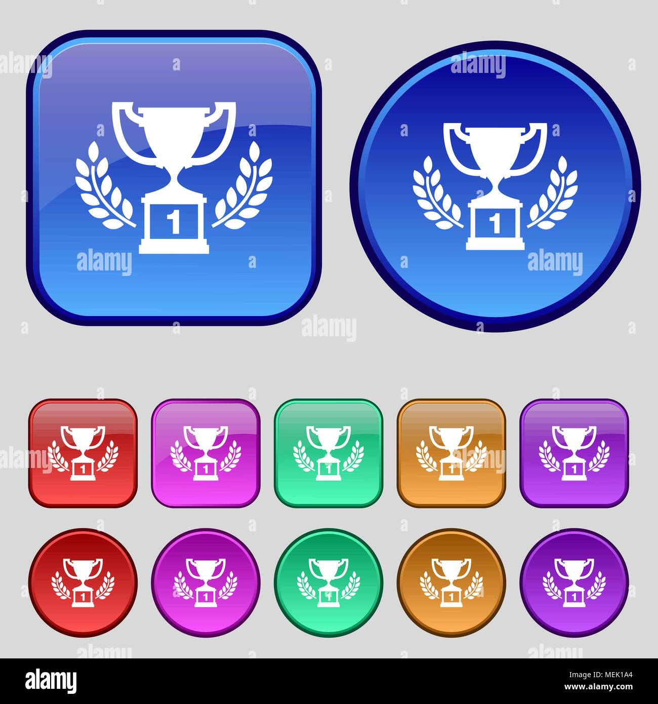 Champions cup, Trophy icon sign. A set of twelve vintage buttons for ...