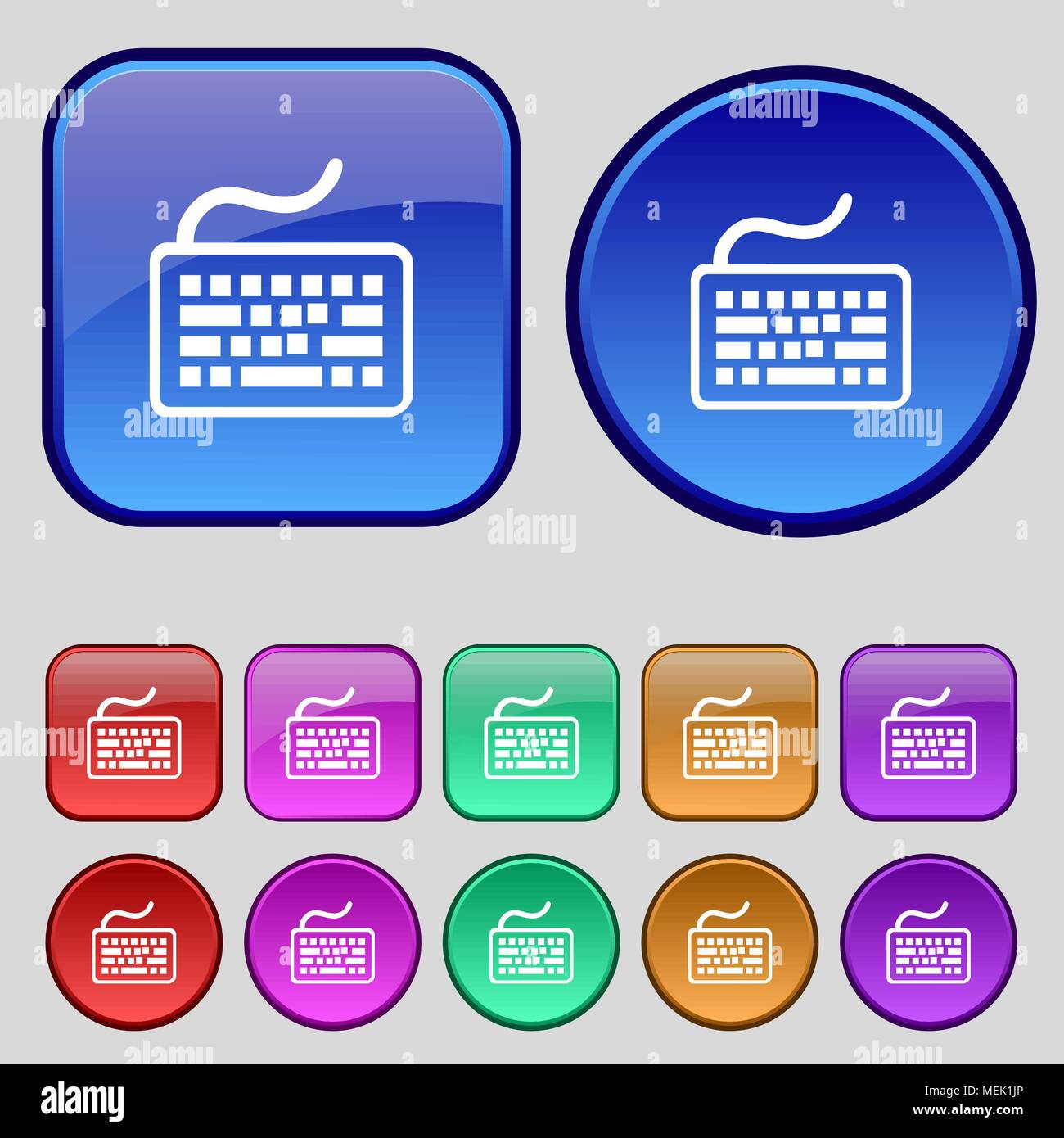 Keyboard icon sign. A set of twelve vintage buttons for your design ...