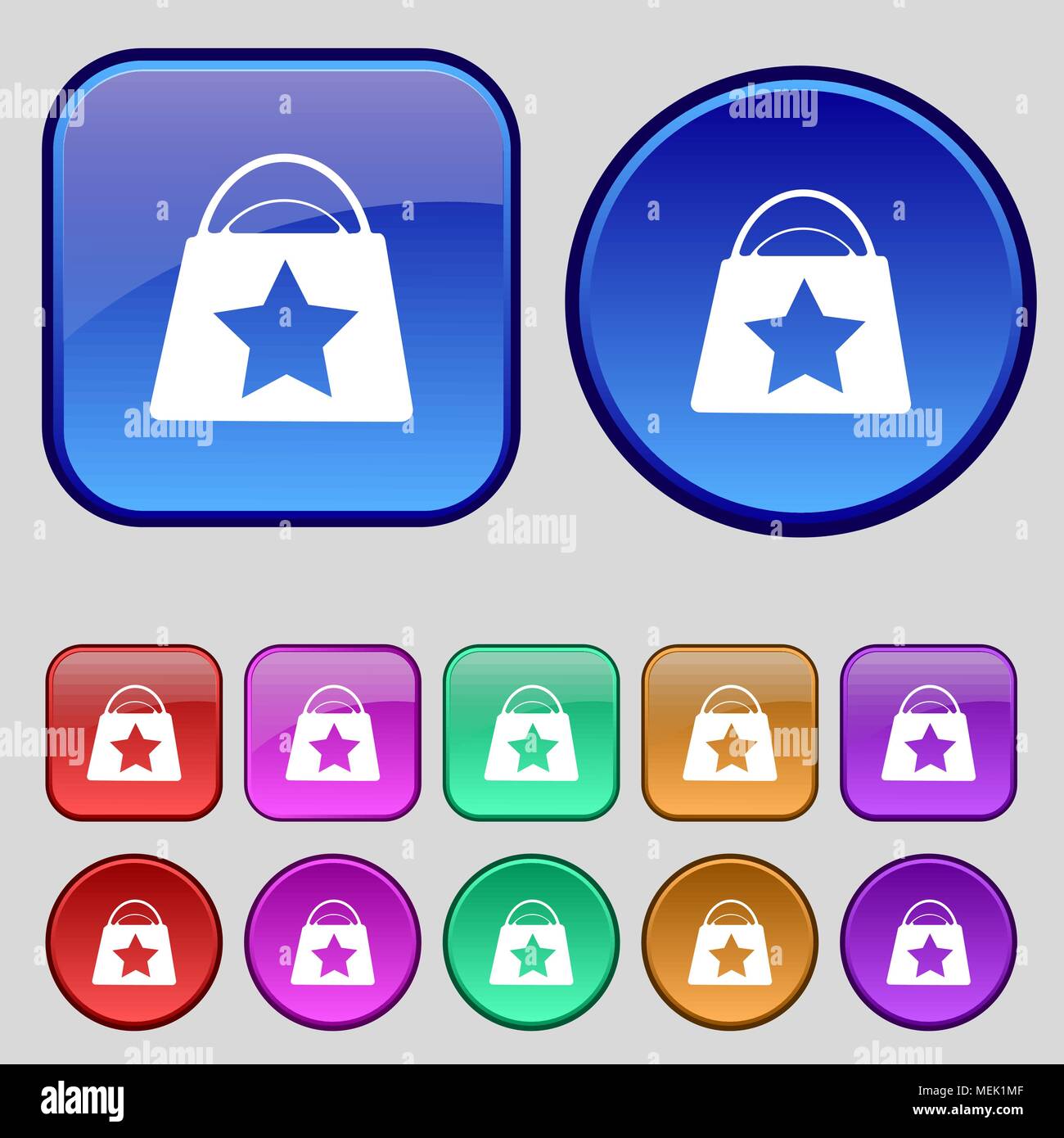 Shopping bag icon sign. A set of twelve vintage buttons for your design ...
