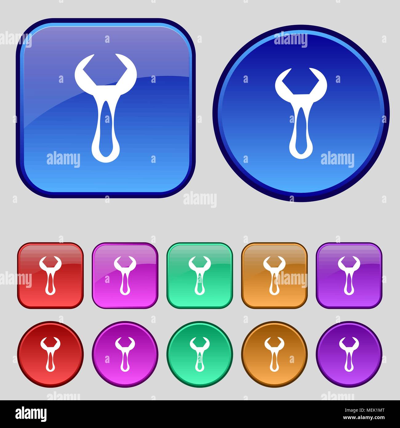 wrench icon sign. A set of twelve vintage buttons for your design ...