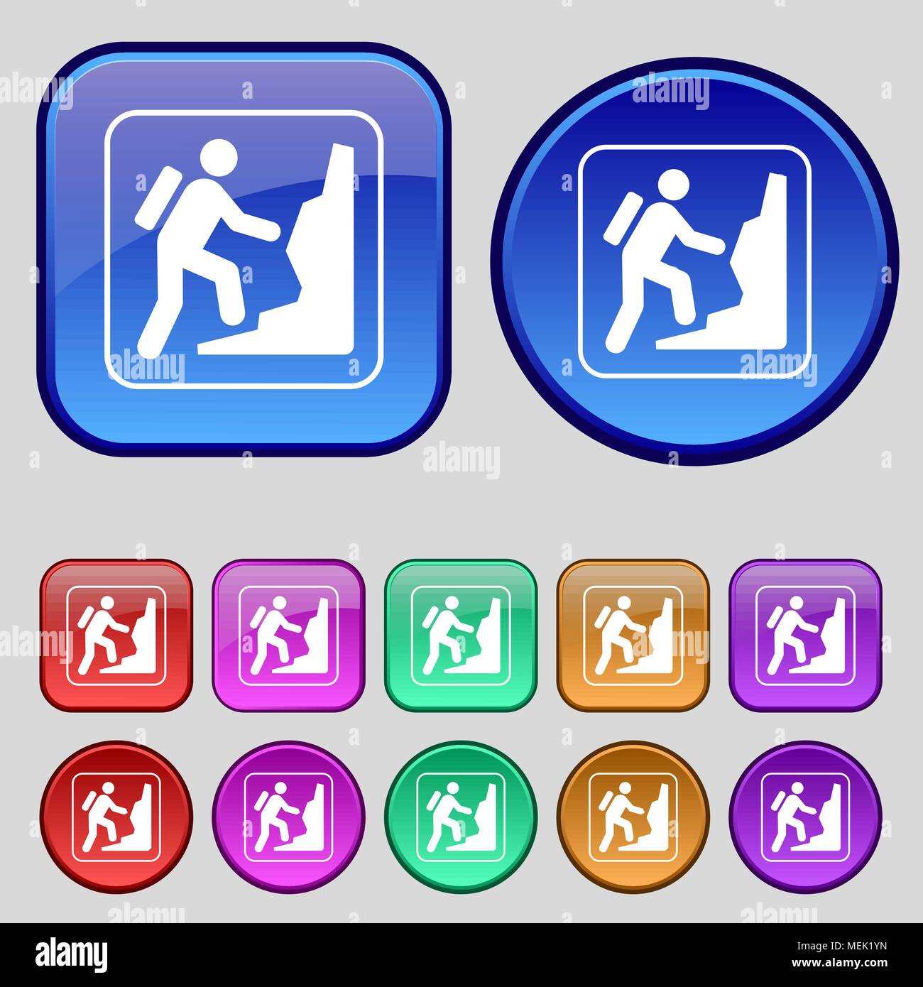 rock climbing icon sign. A set of twelve vintage buttons for your ...