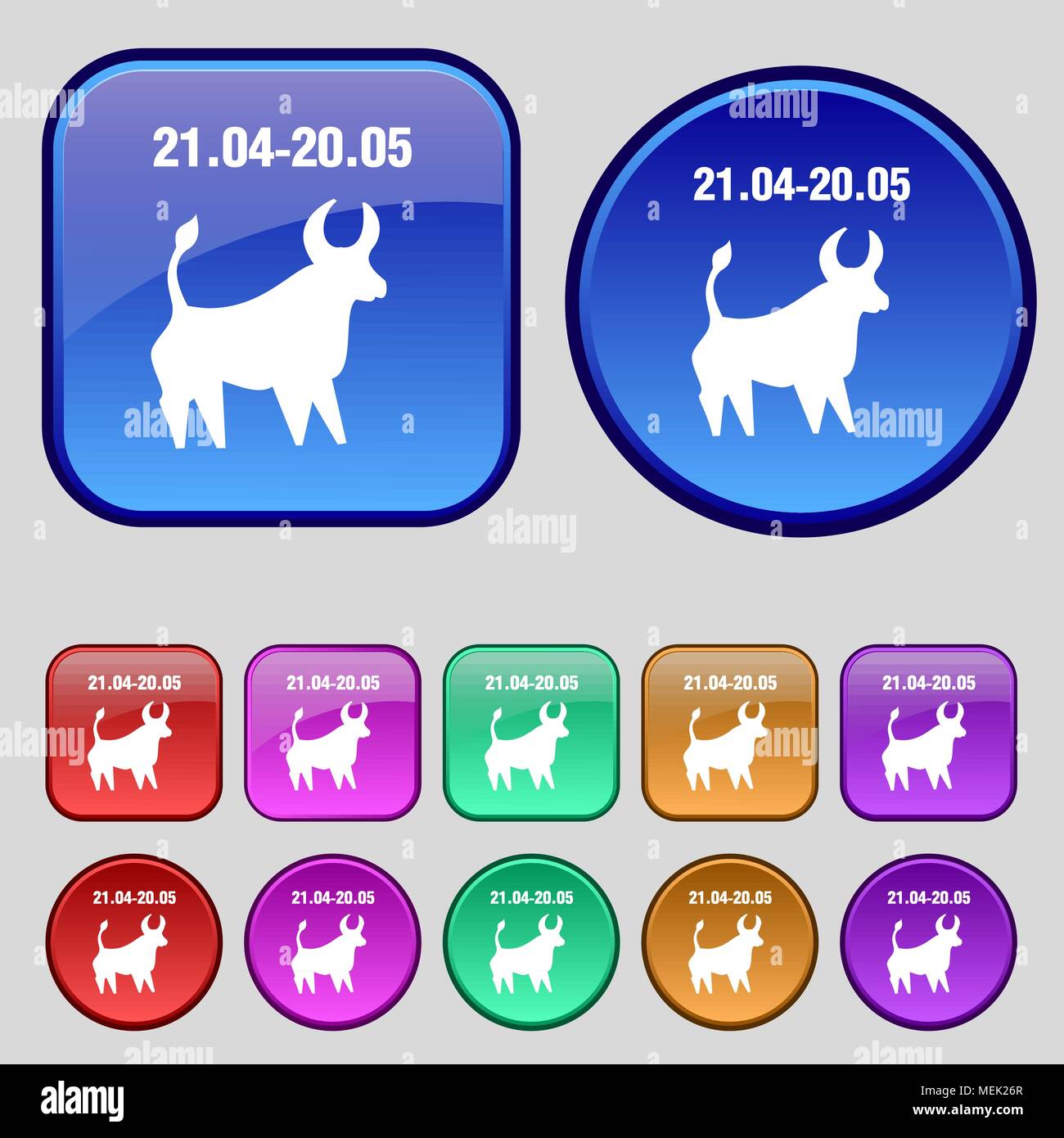 Taurus icon sign. A set of twelve vintage buttons for your design ...