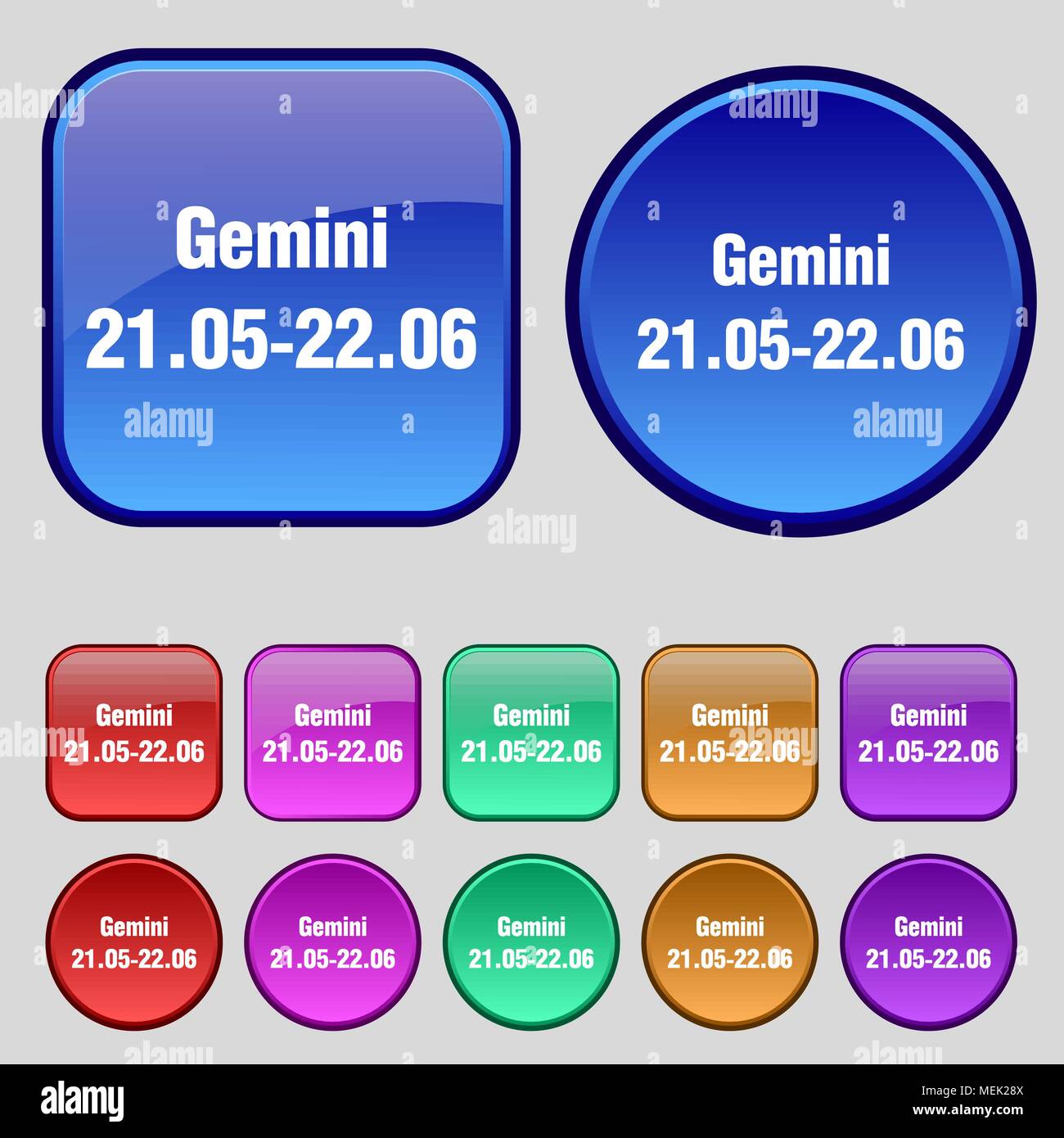 Gemini icon sign. A set of twelve vintage buttons for your design ...