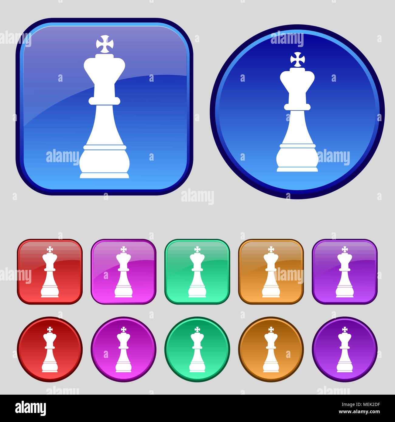 Chess king icon sign. A set of twelve vintage buttons for your design ...