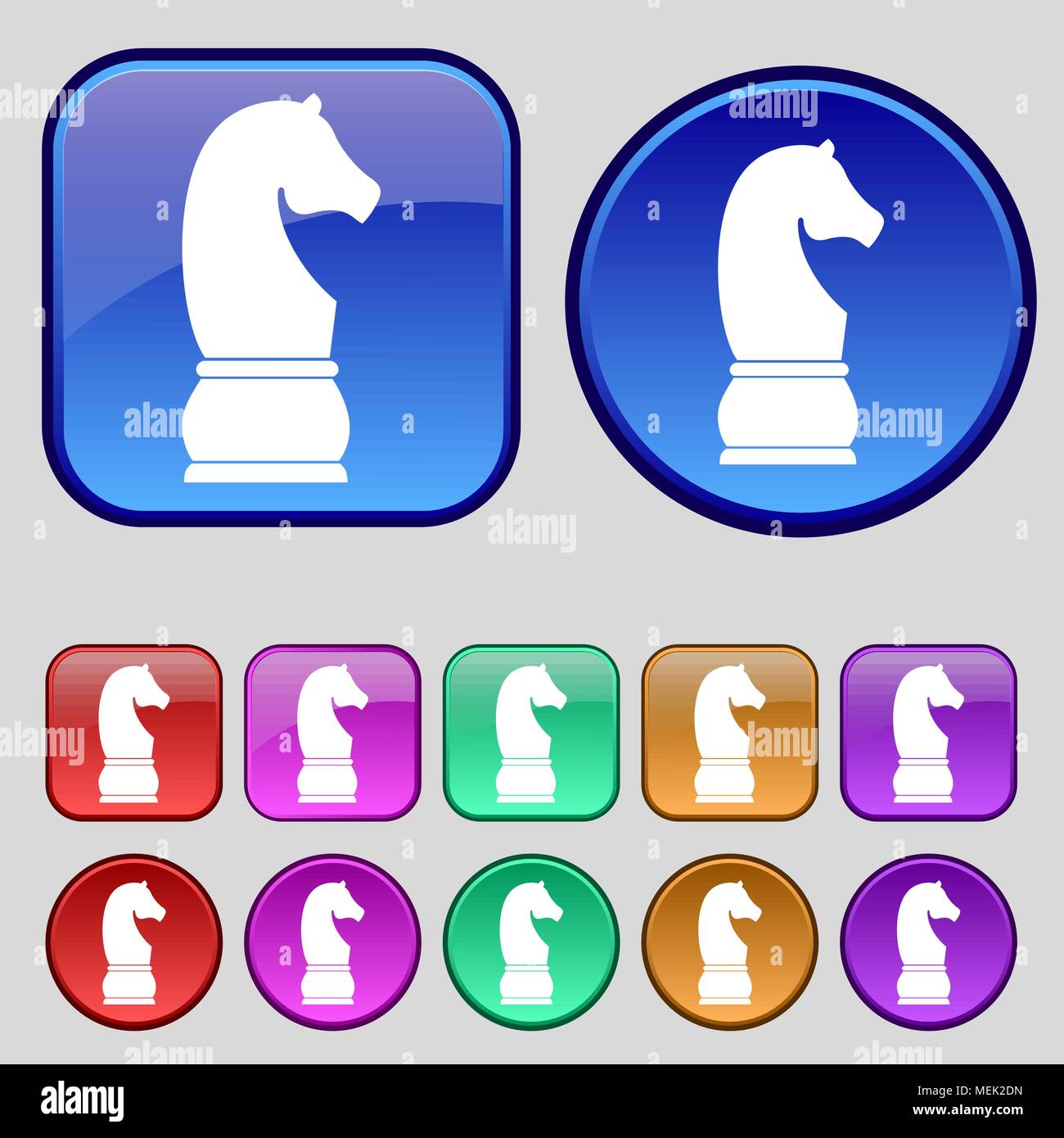 Chess knight icon sign. A set of twelve vintage buttons for your design ...