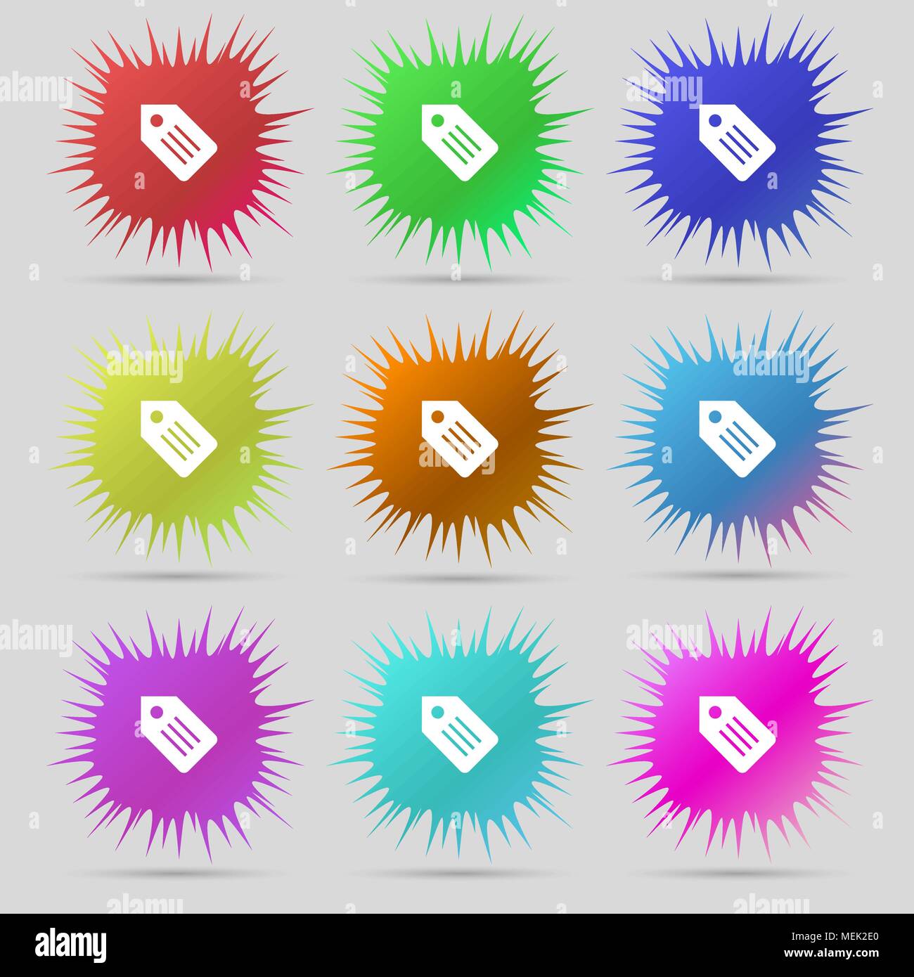Web stickers, tags and banners icon sign. A set of nine original needle ...
