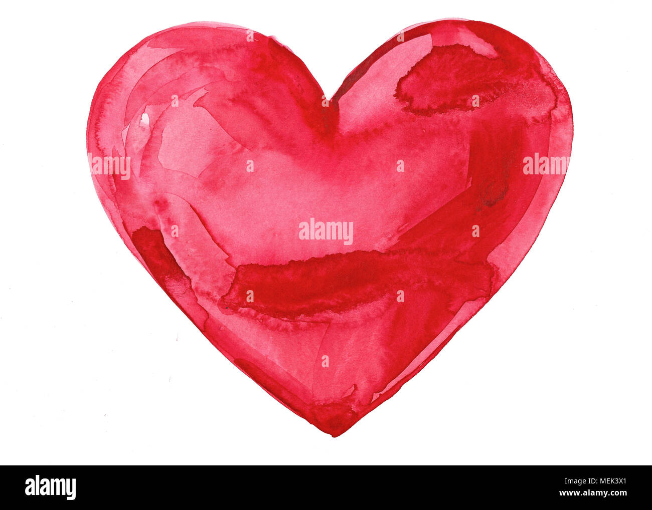 Red watercolor painting of heart on white background Stock Photo - Alamy