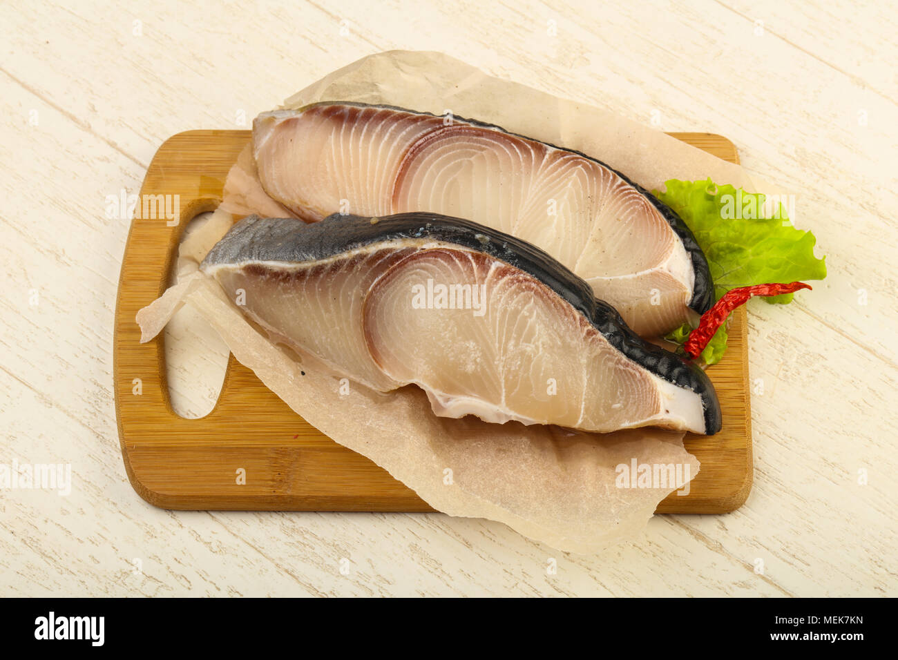 Raw juicy shark steak ready for grill Stock Photo - Alamy