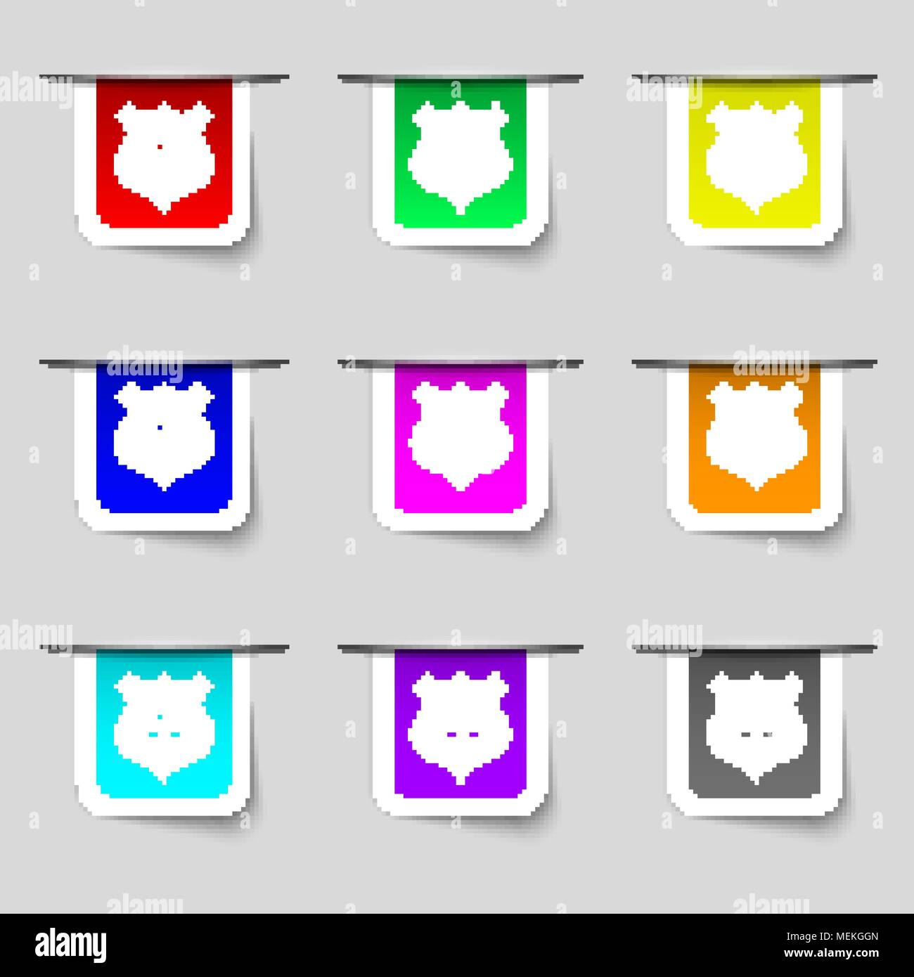 Route 55 highway icon sign. Set of multicolored modern labels for your ...