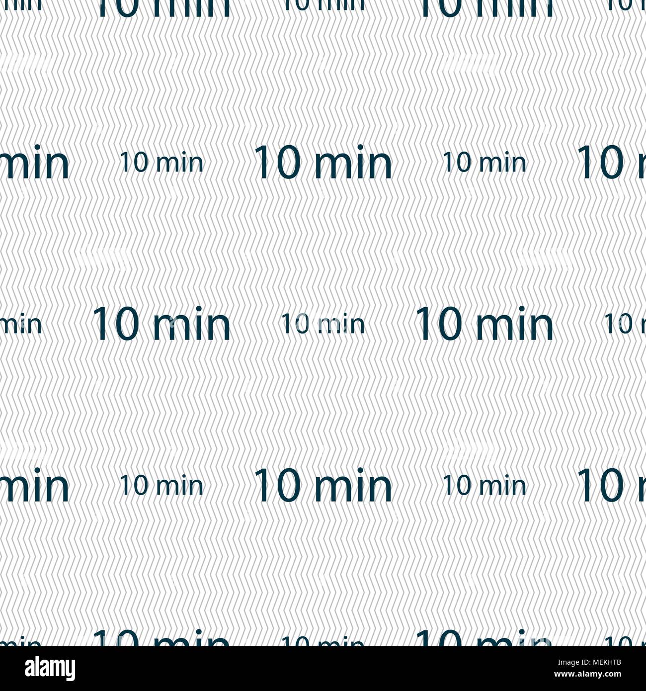10 minutes sign icon. Seamless abstract background with geometric ...