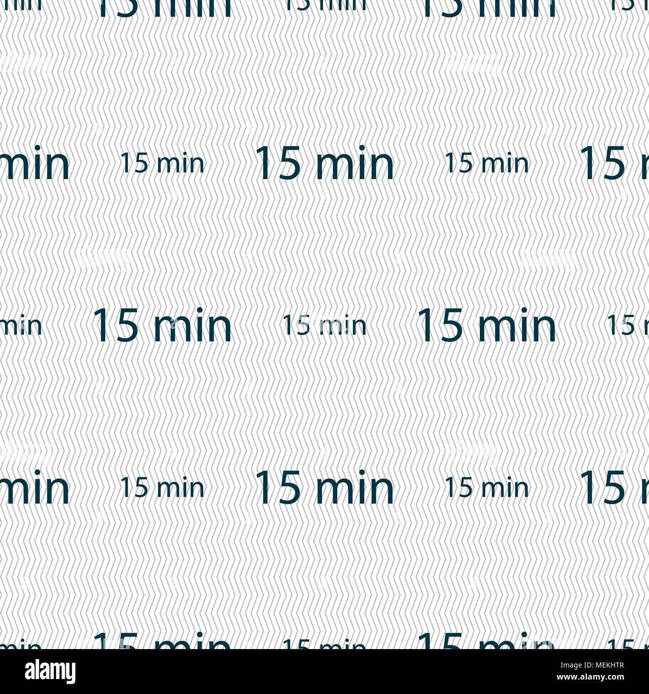 15 minutes sign icon. Seamless abstract background with geometric ...