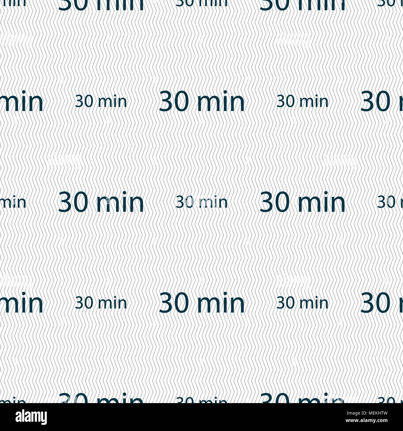 30 minutes sign icon. Seamless abstract background with geometric ...