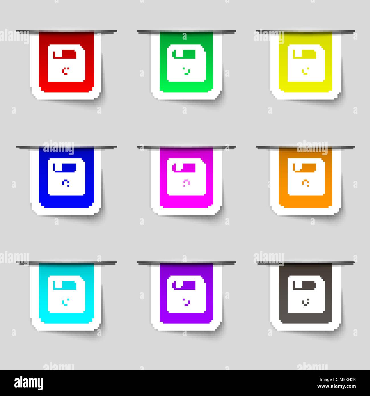 floppy icon sign. Set of multicolored modern labels for your design ...