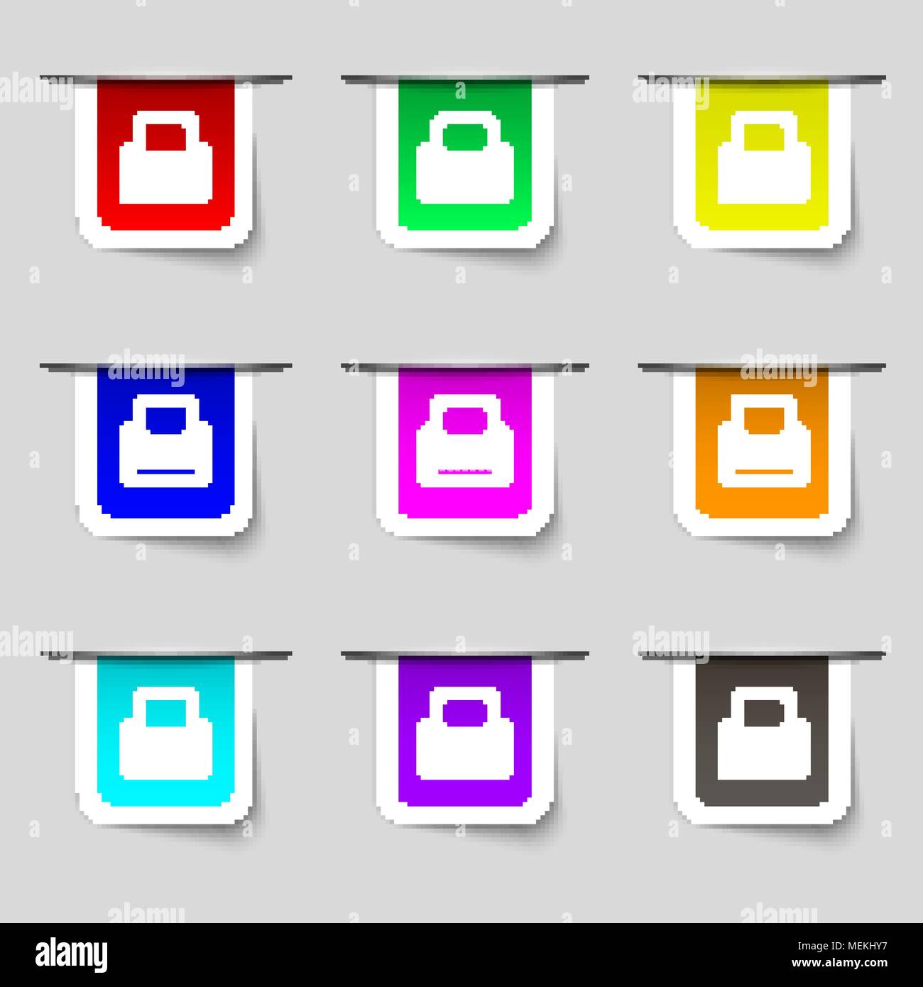 Printing icon sign. Set of multicolored modern labels for your design ...