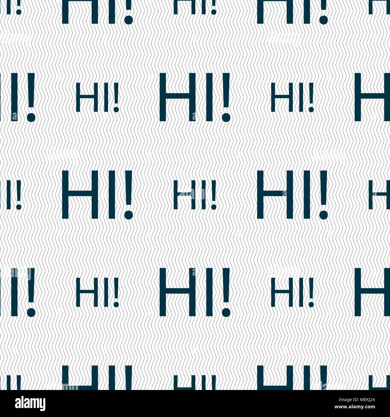HI sign icon. India translation symbol. Seamless abstract background ...