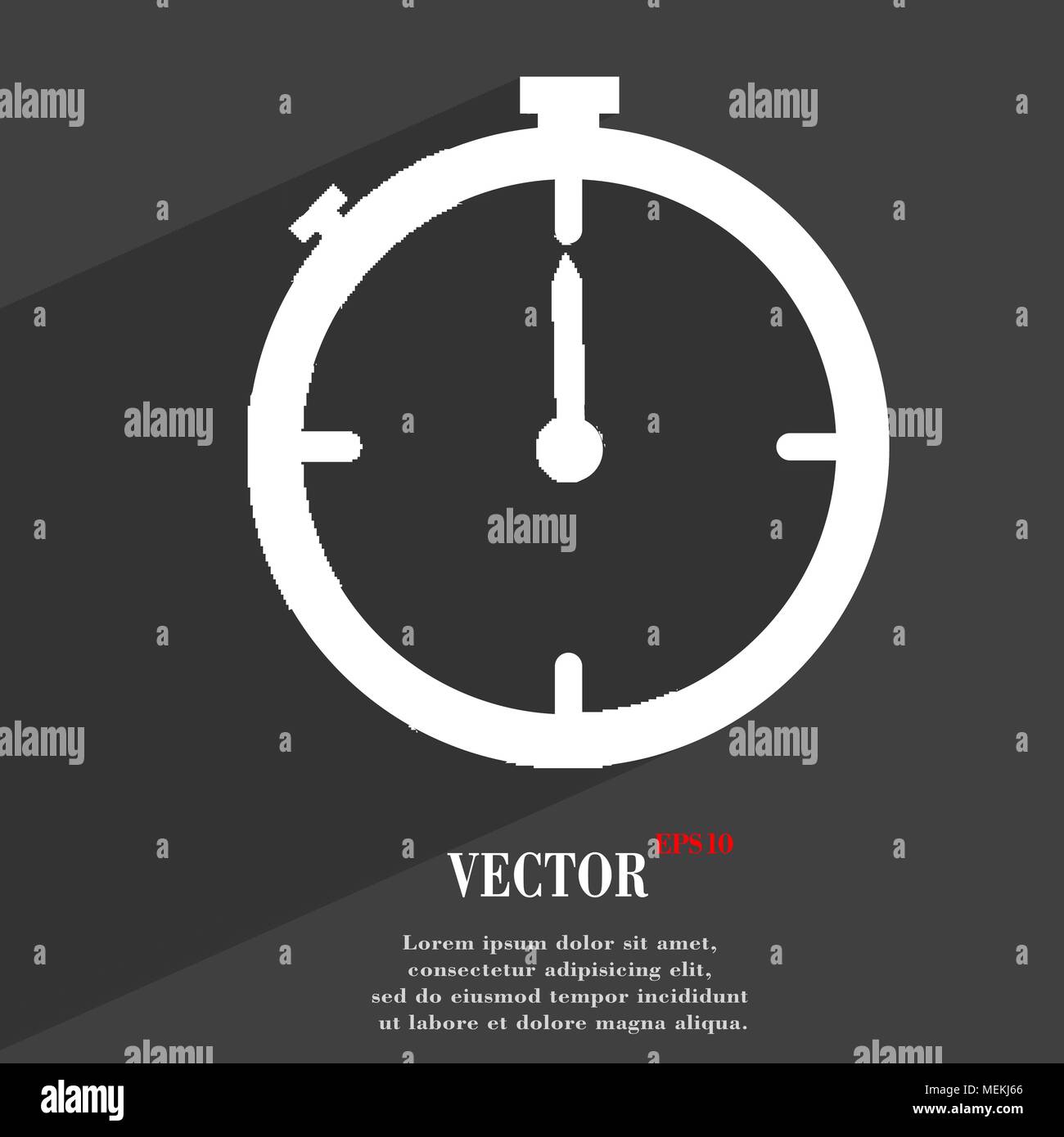 Timer icon symbol Flat modern web design with long shadow and space for ...