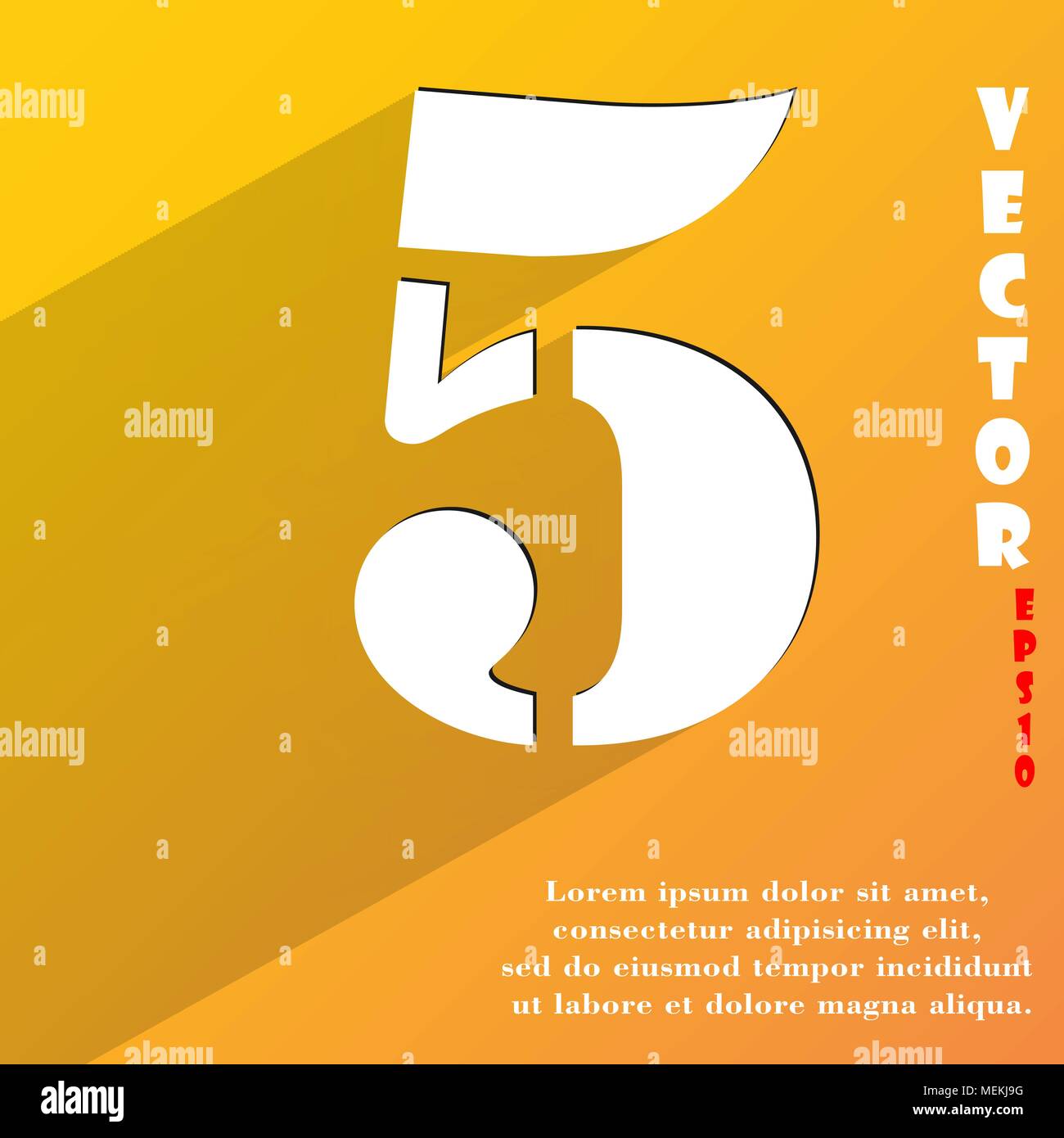 number five icon symbol Flat modern web design with long shadow and ...