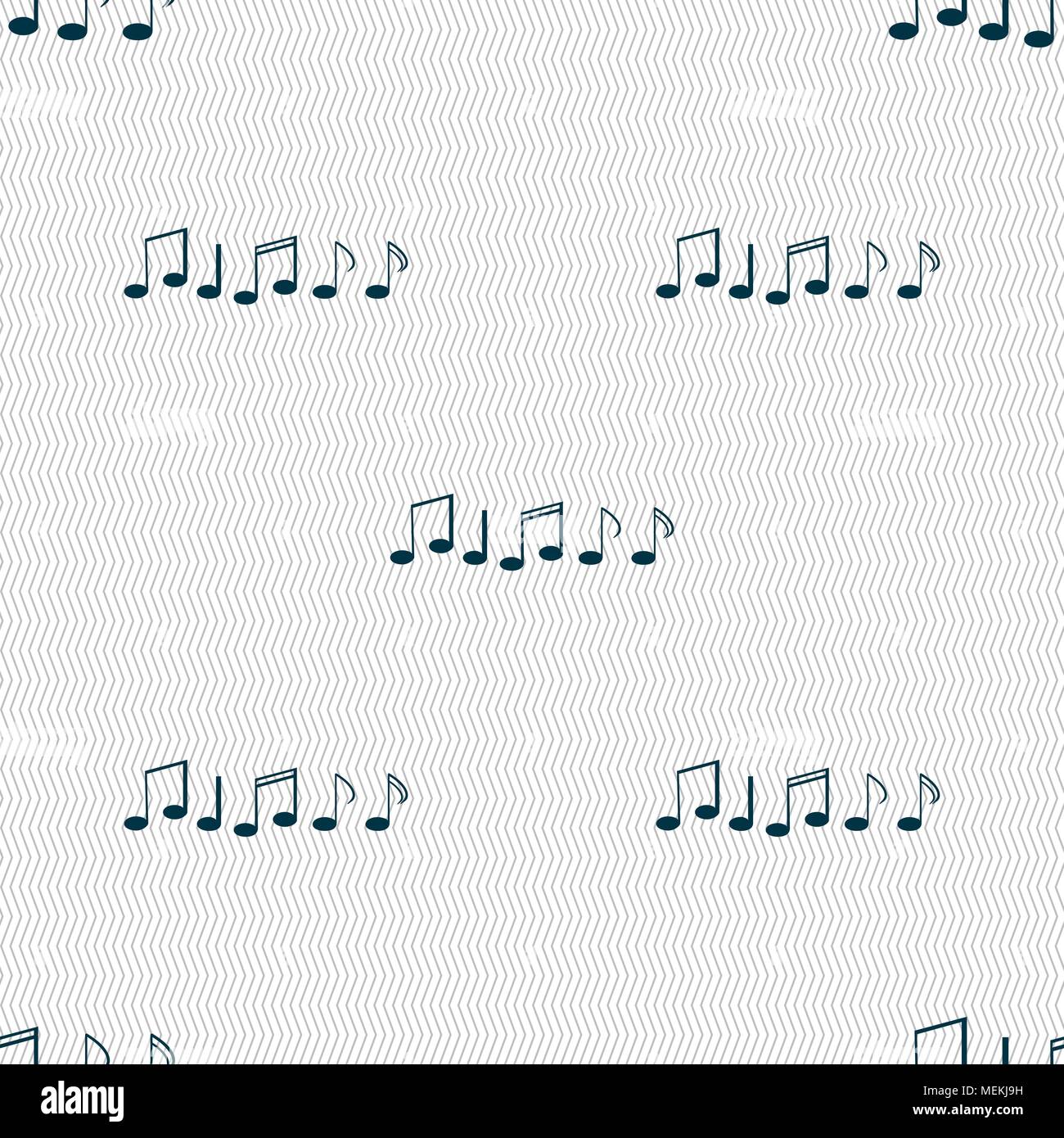 Music note sign icon. Musical symbol. Seamless abstract background with ...
