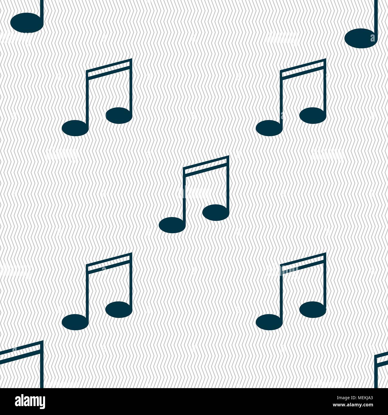 Music note sign icon. Musical symbol. Seamless abstract background with ...