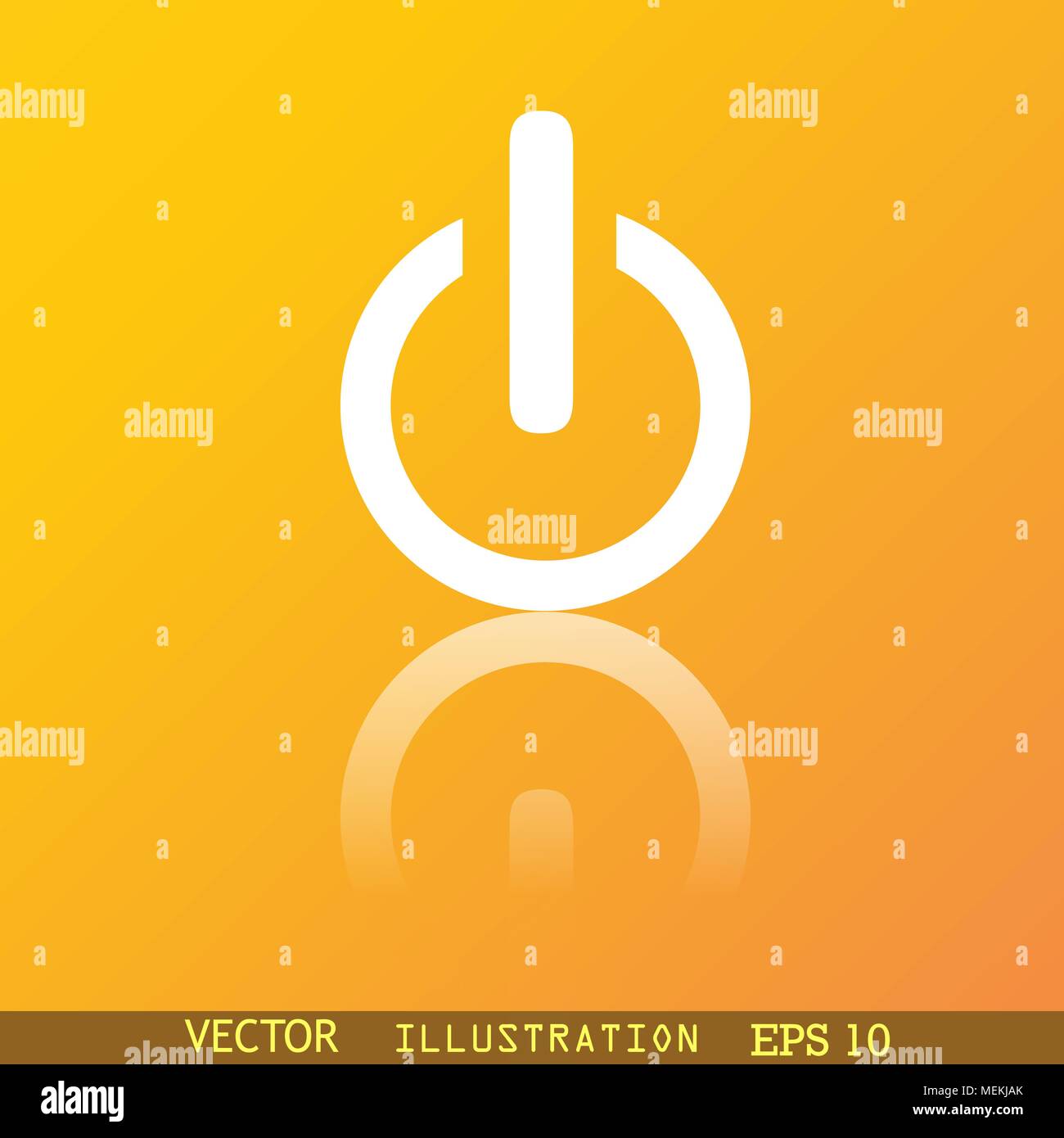 Power icon symbol Flat modern web design with reflection and space for ...