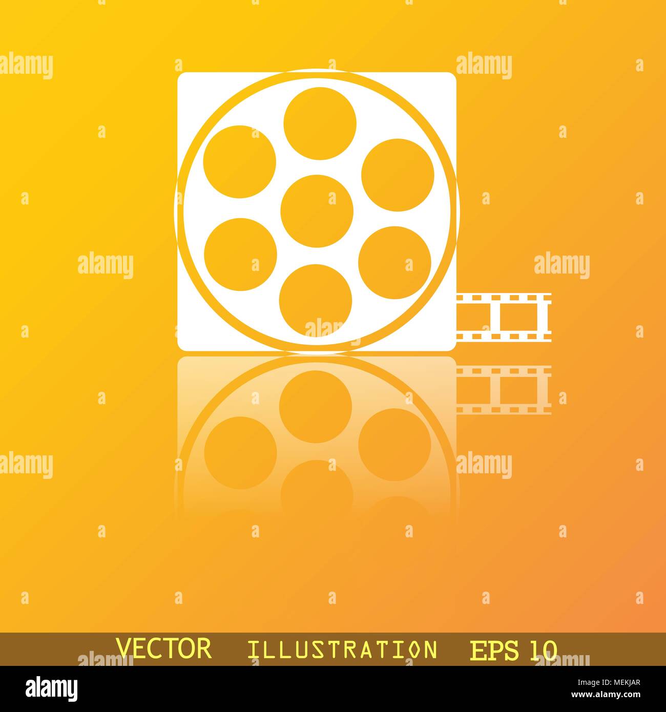 Video icon symbol Flat modern web design with reflection and space for ...