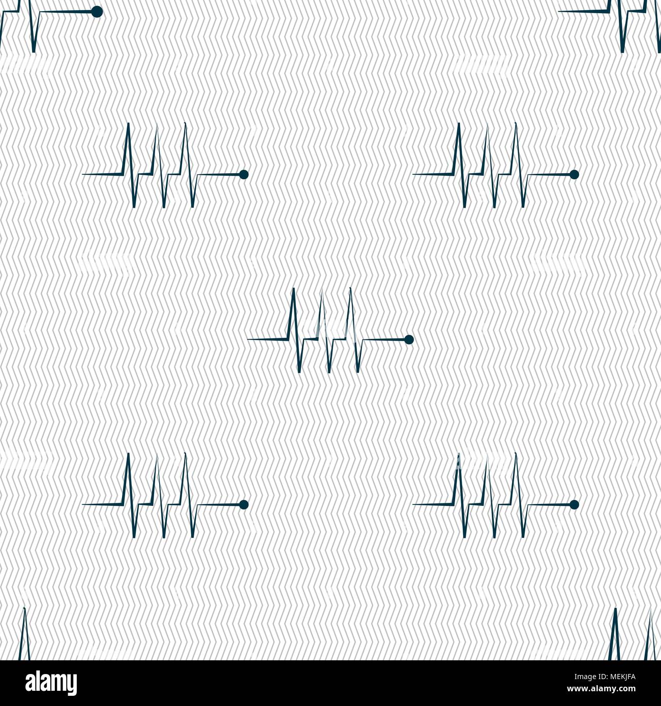 Cardiogram monitoring sign icon. Heart beats symbol. Seamless abstract ...