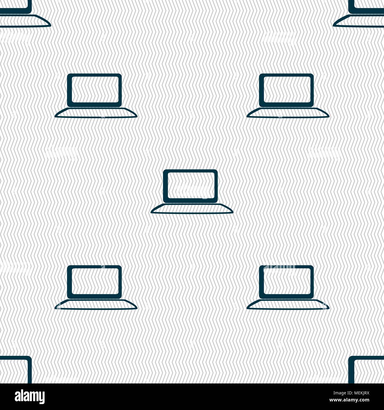 Laptop sign icon. Notebook pc with graph symbol. Monitoring. Seamless ...