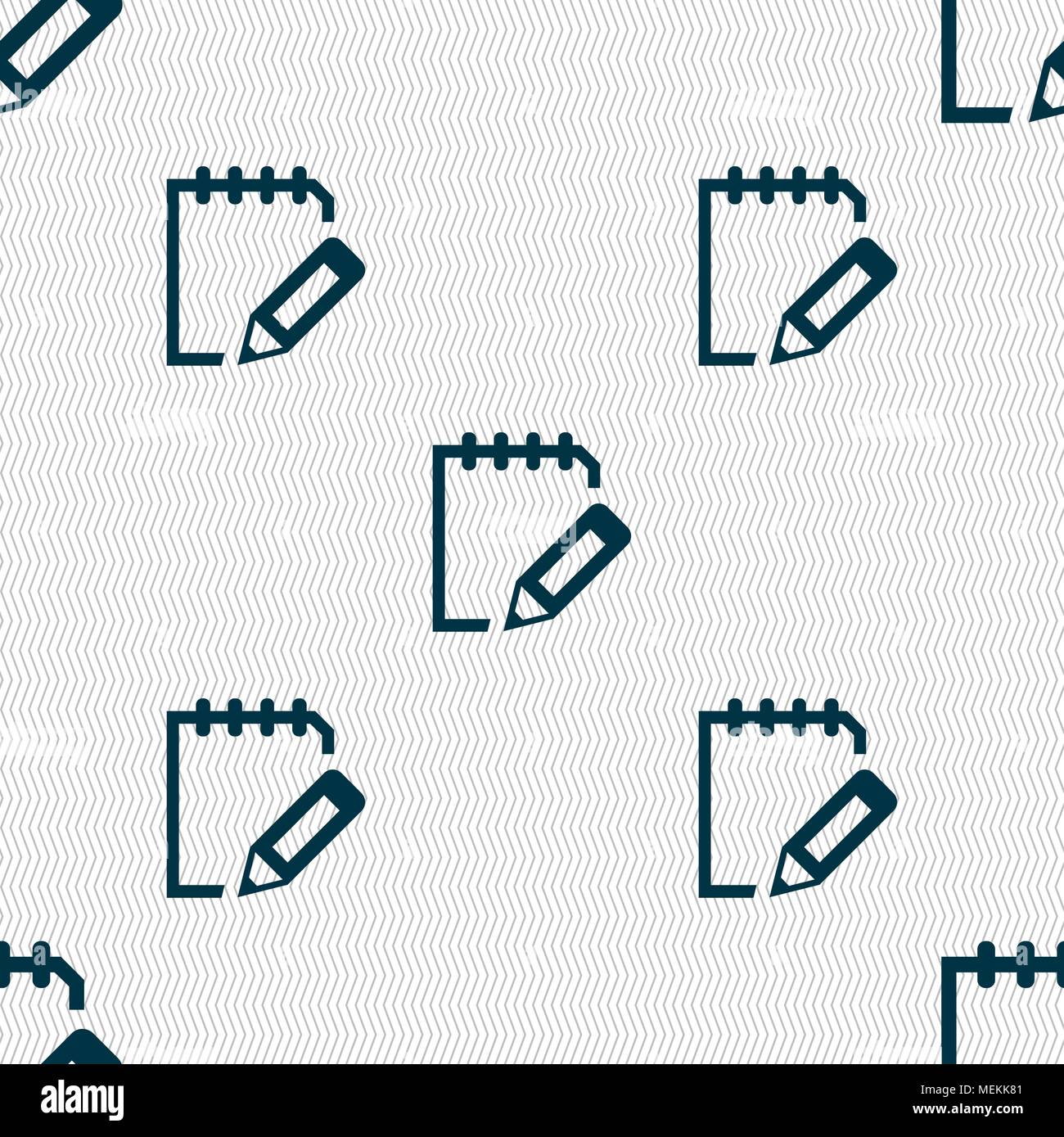 Edit document sign icon. Seamless abstract background with geometric ...