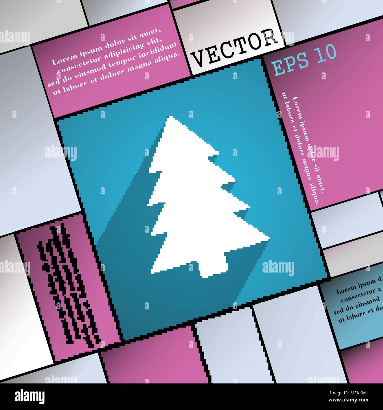 Christmas tree icon symbol Flat modern web design with long shadow and ...