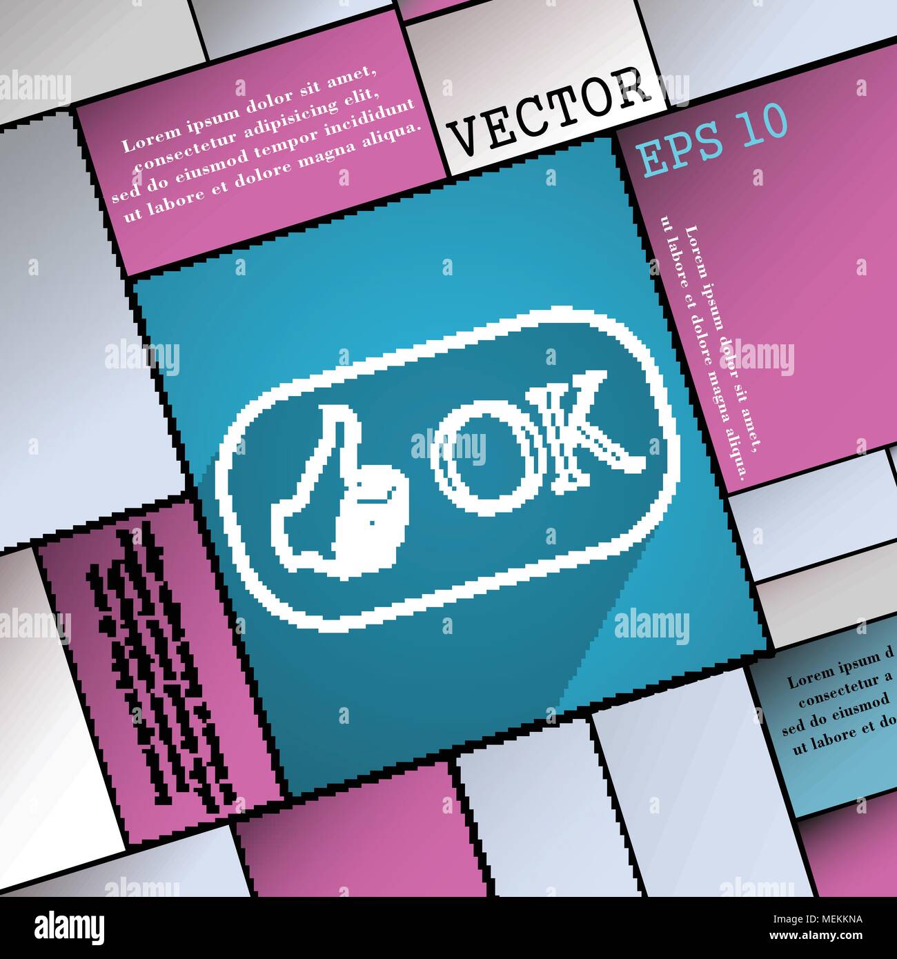 OK icon symbol Flat modern web design with long shadow and space for ...