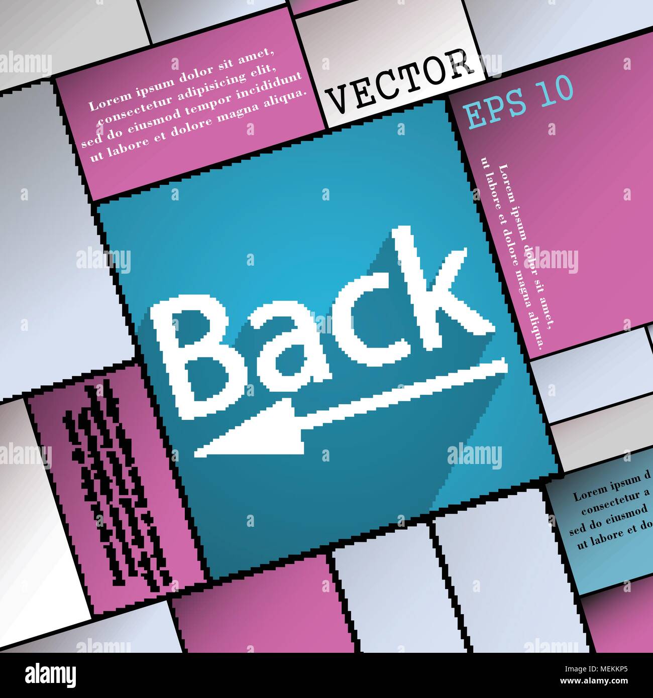 Back Arrow icon symbol Flat modern web design with long shadow and ...