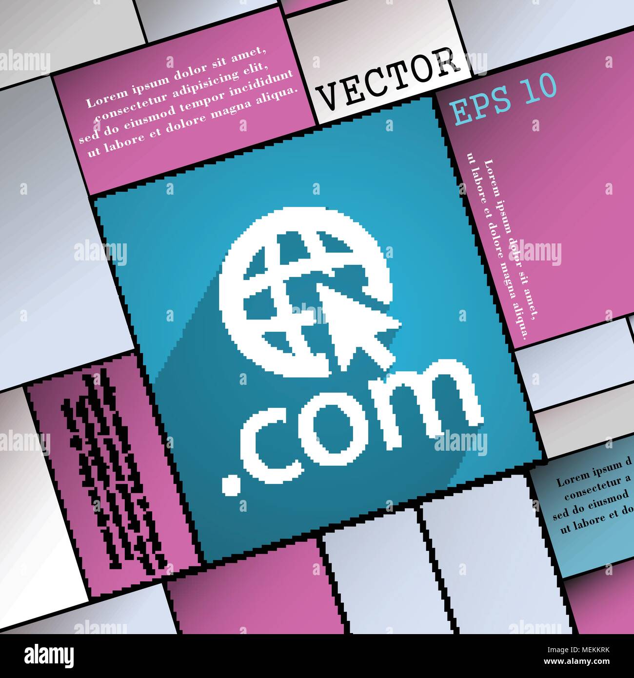 Domain COM icon symbol Flat modern web design with long shadow and ...