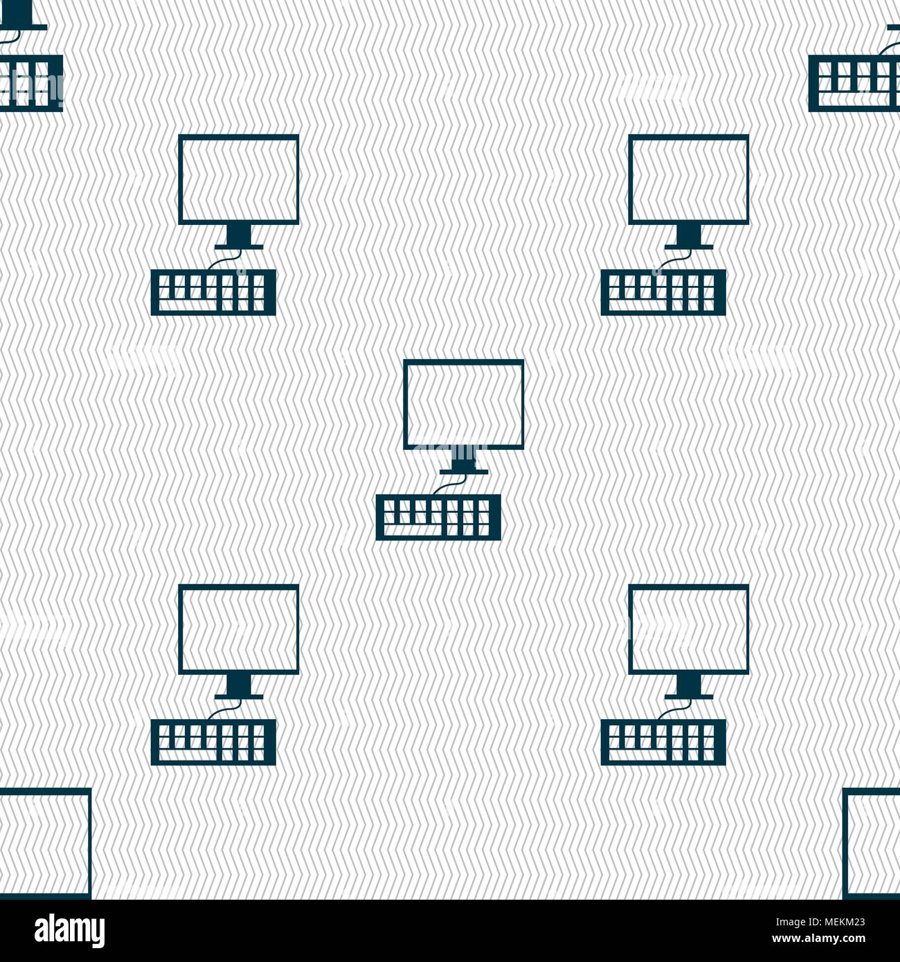 Computer monitor and keyboard Icon. Seamless abstract background with geometric shapes. Vector ...