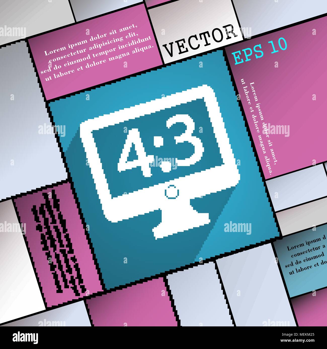 Aspect ratio 4 3 widescreen tv icon symbol Flat modern web design with ...